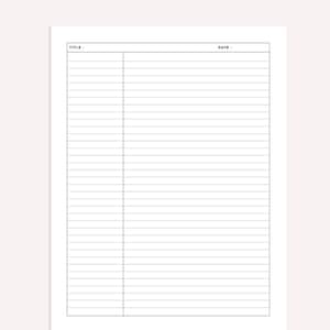 Printable Study Note Template, Class Lined Notes, Grid Note for Student ...