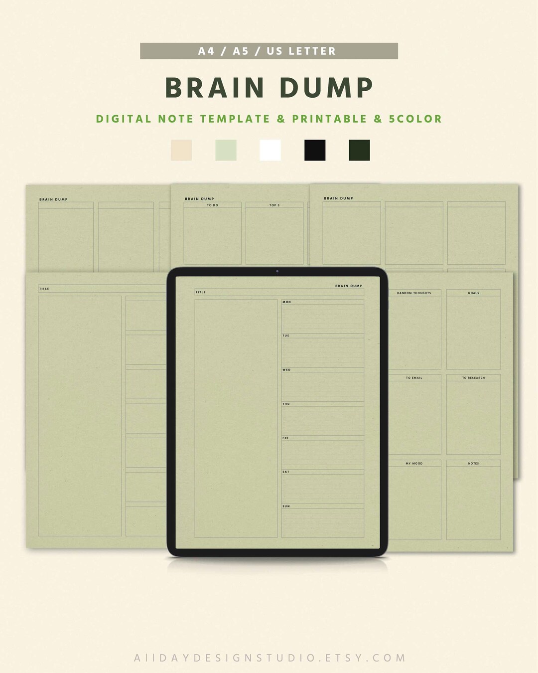 Minimalist Brain Dump Template: Digital Journal for Goodnotes ...