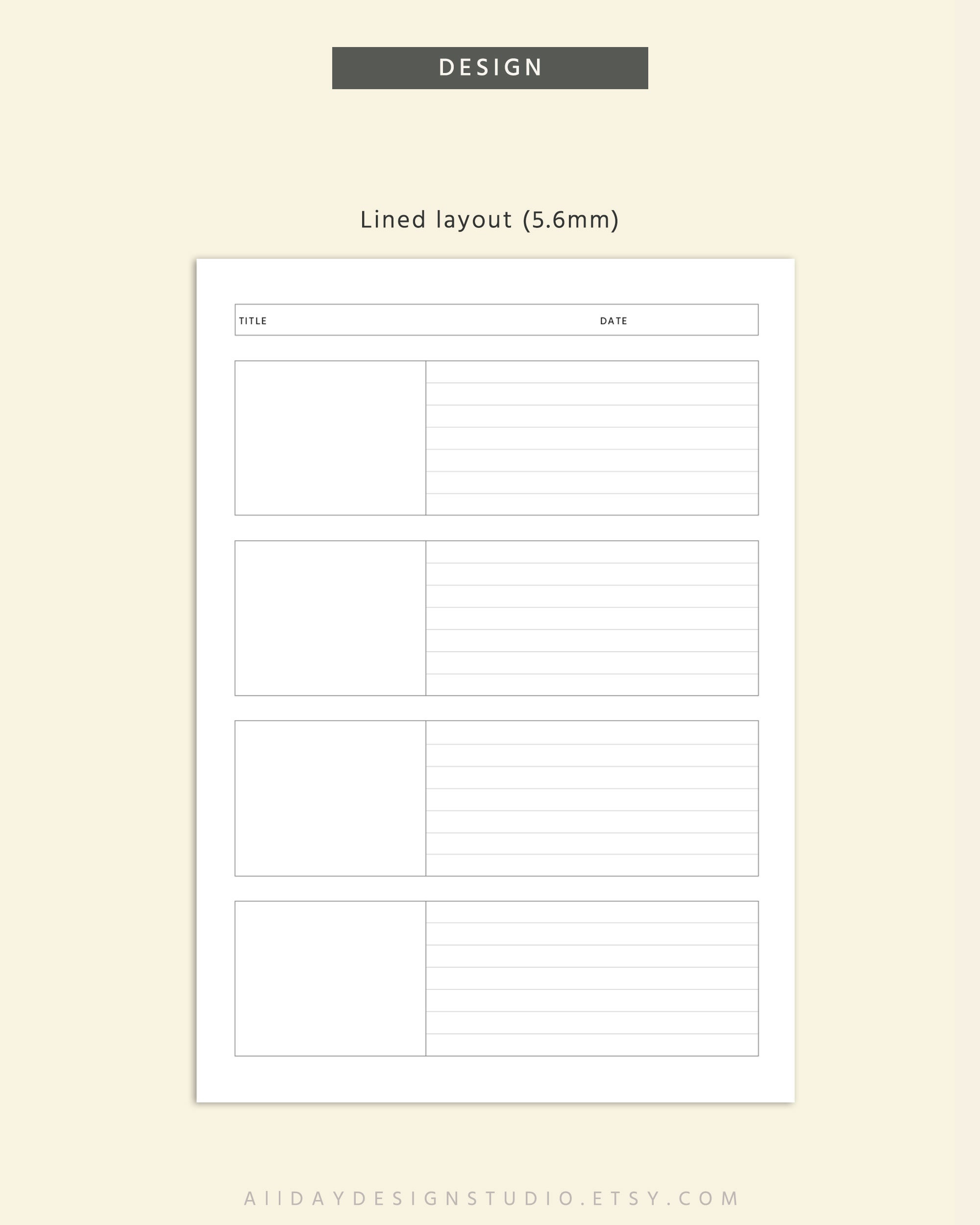 Lecture Notes Template, Notes Paper A5 Size, Writing Paper, Study Note ...