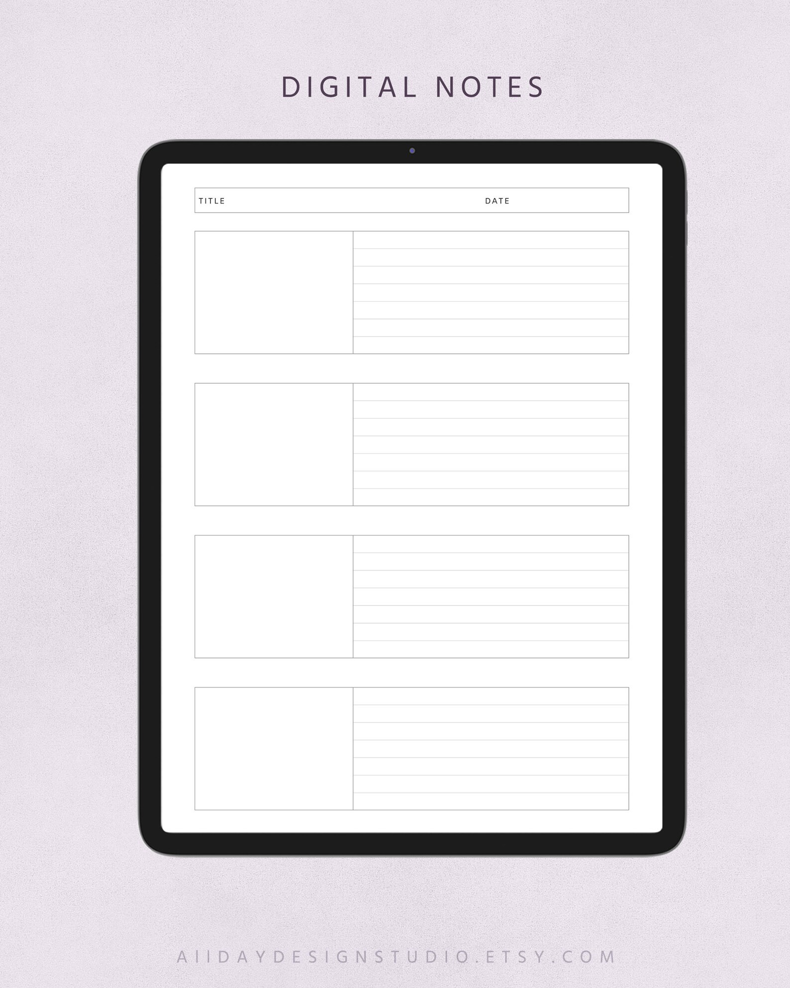 Study Note Taking Template, Digital Lecture Notes, Simple Study Note 