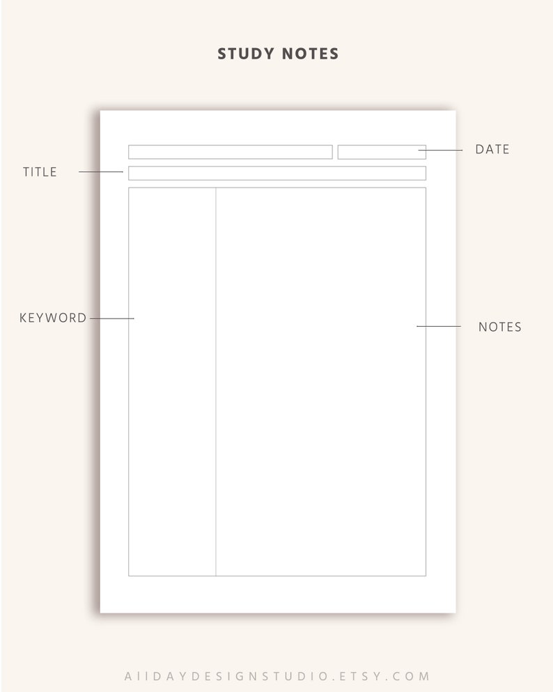A5 Printable Study Note Study Planner Graph Paper Cornell | Etsy