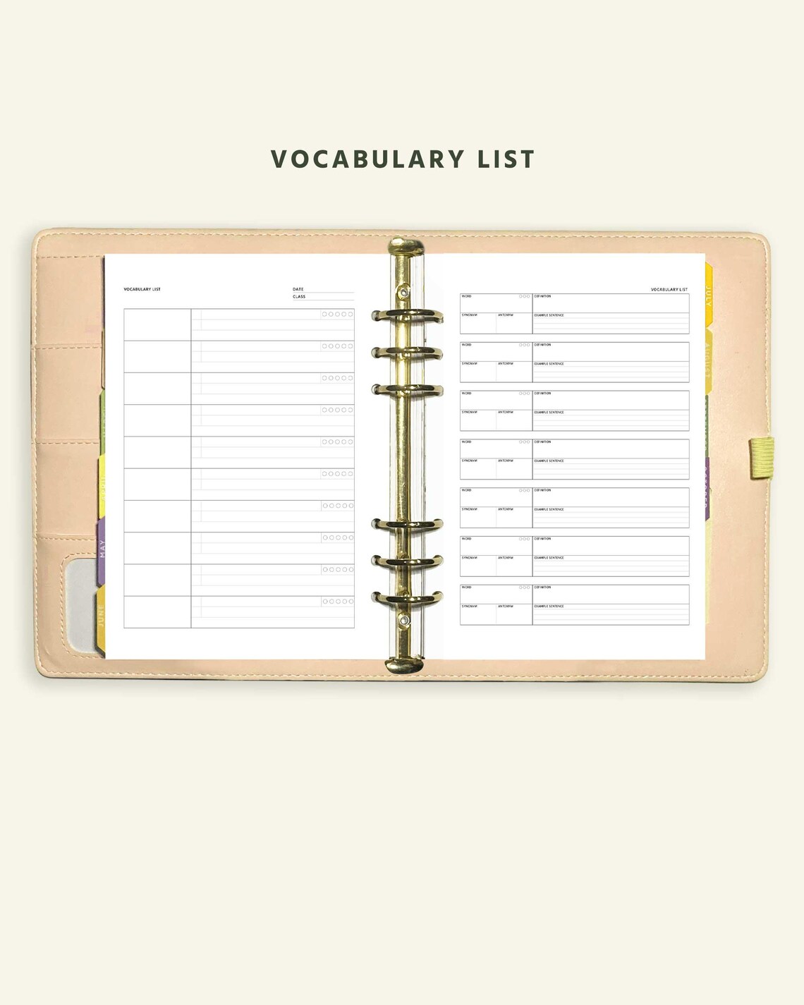 Printable Vocabulary List PDF, Editable Vocabulary Journal for Language ...