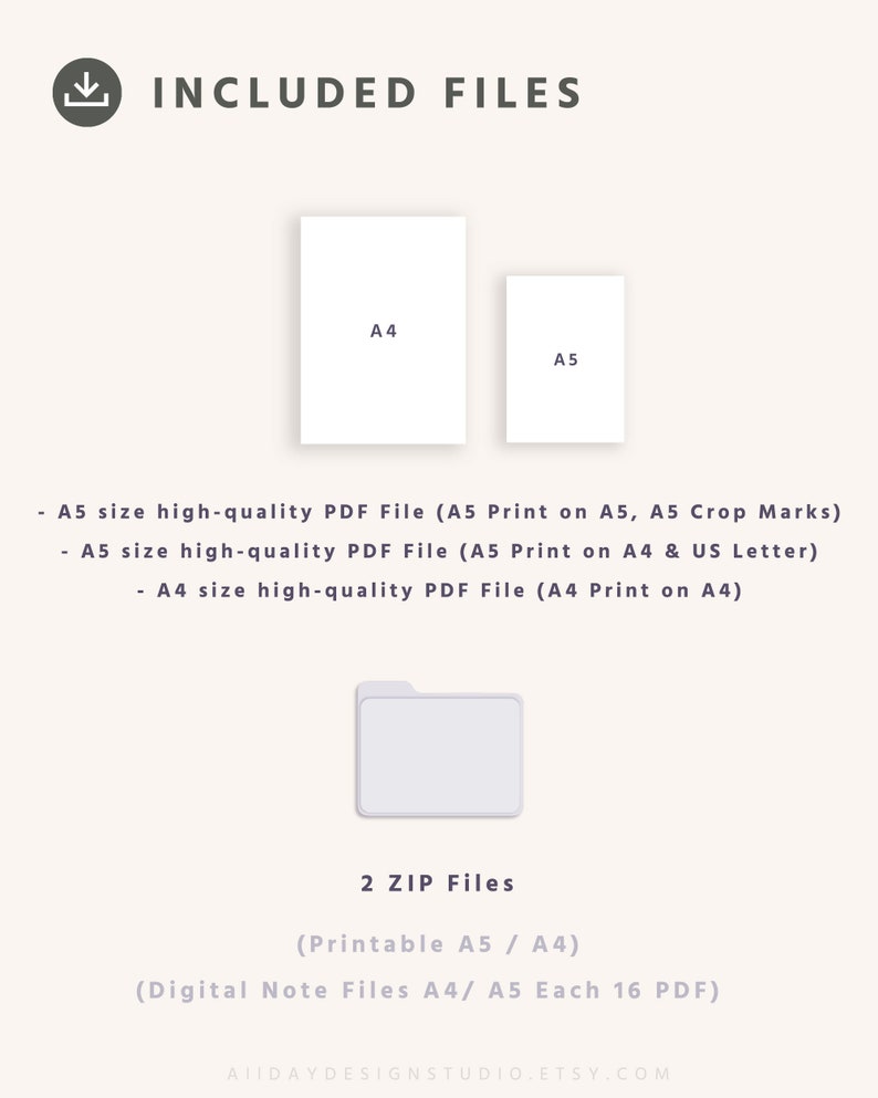Printable Lined Note Paper Template: A4, A5 (digital Download) - Etsy