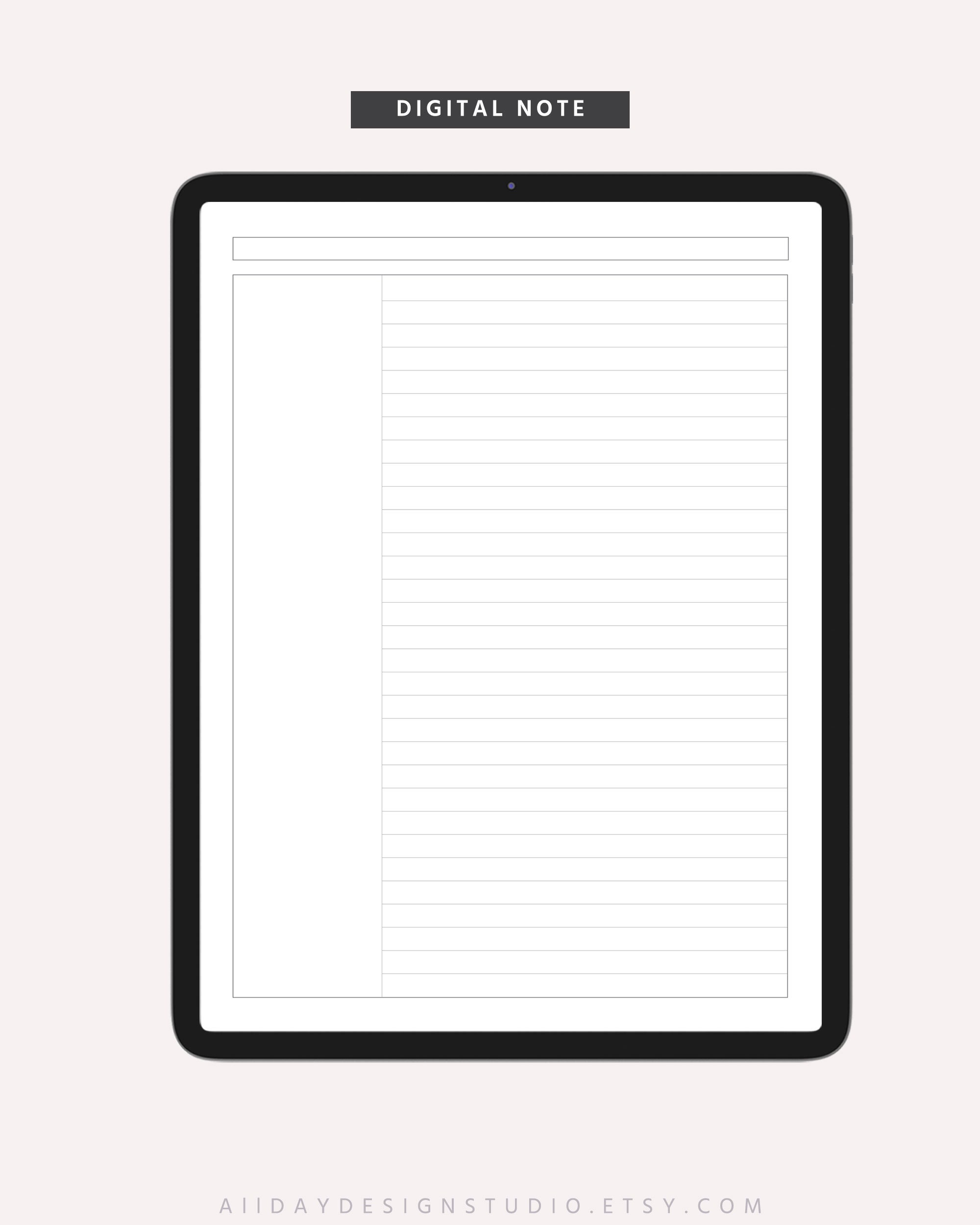 A5 Study Note Template Printable Study Planner Insert Note - Etsy