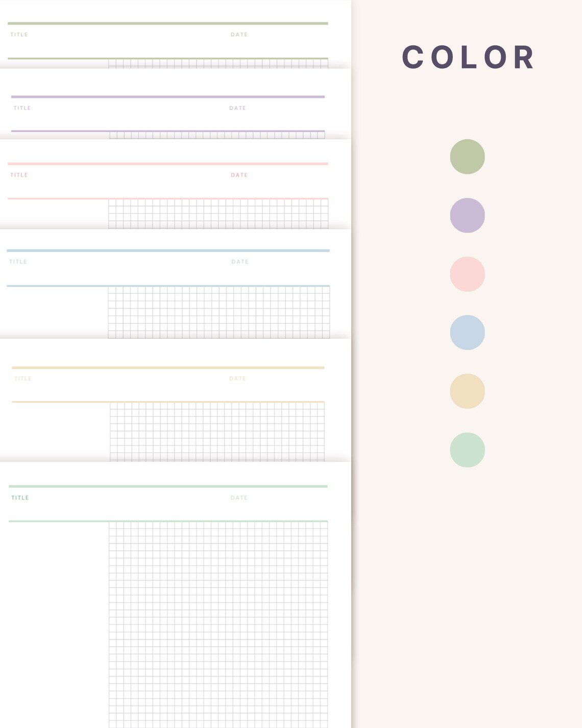 6 Color Printable Cornell Notes, Study Note Template, Lecture Notes for ...
