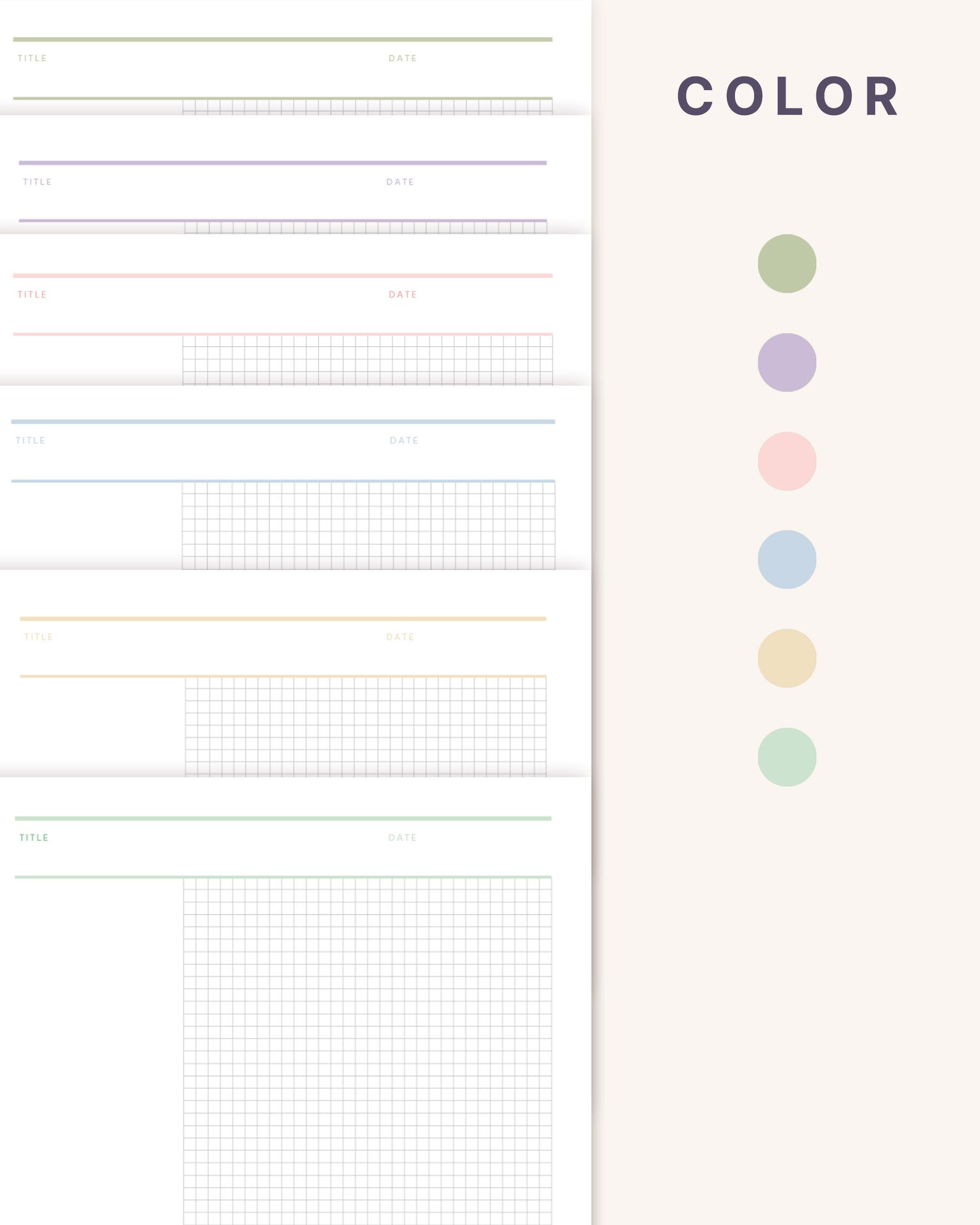 6 Color Printable Cornell Notes, Study Note Template, Lecture Notes for ...