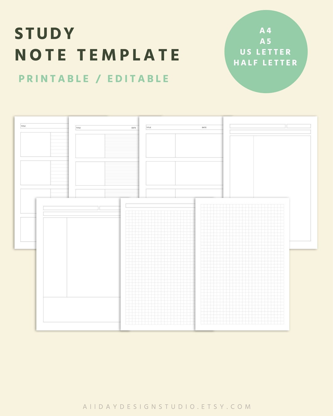 Lecture Notes Template, Notes Paper A5 Size, Writing Paper, Study Note ...