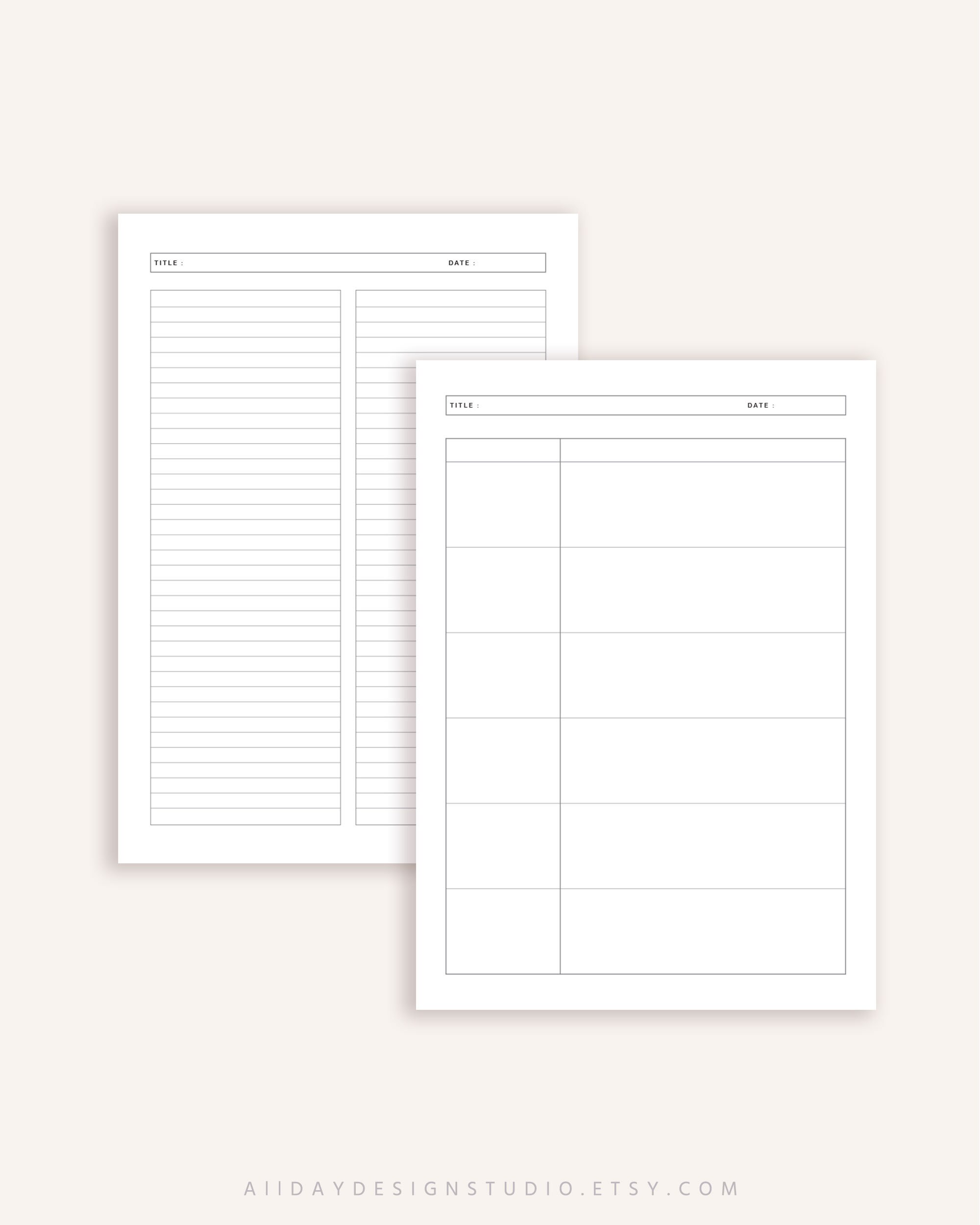 A5 Printable Study Planner, Simple Lecture Note Taking Template ...