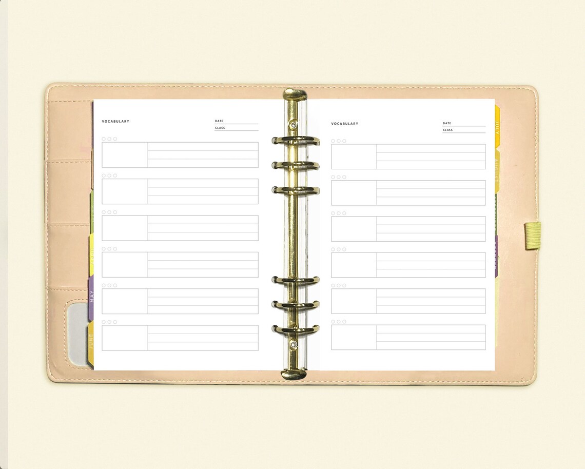 Minimal Vocabulary List, Vocabulary Note Printable Planner, Vocabulary ...