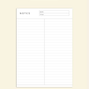 A5 Size Notes Paper, Lined, Grid Notes, Printable Study Note Template ...