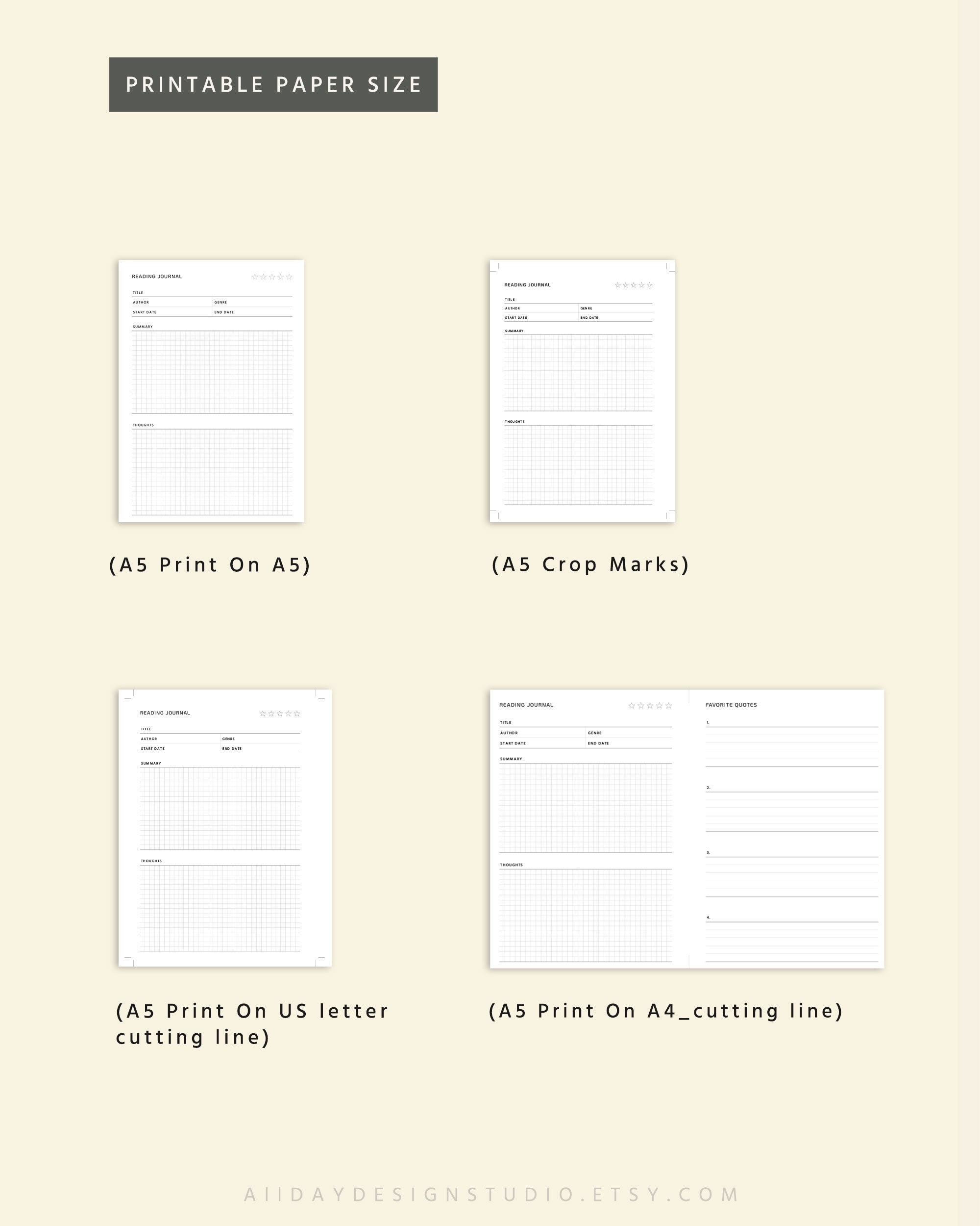 A5 Reading Journal Printable, Book Lovers Planner, Reading Journal ...