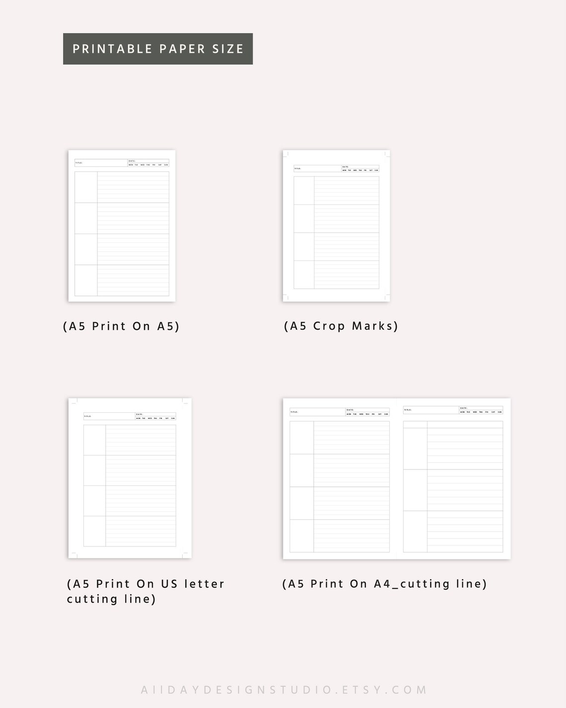 A5 Study Note Template Study Paper Note Lecture Note - Etsy