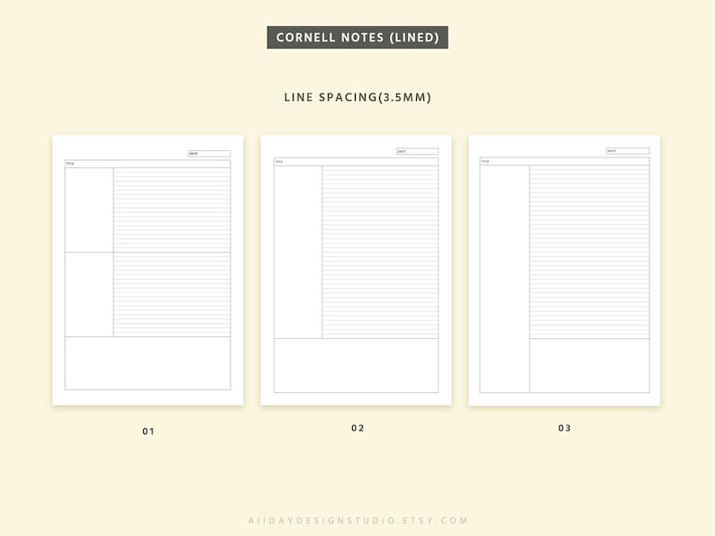 A5 Cornell Notes Template: Lined & Grid Study Notes (PDF) - Etsy
