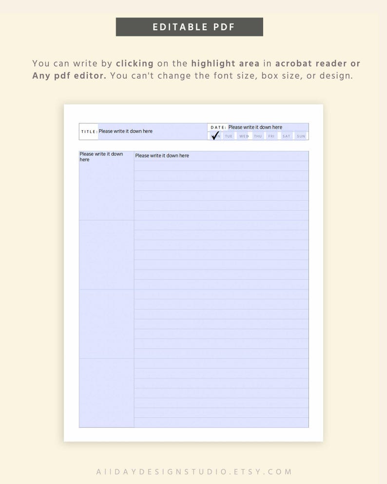 Printable Study Note Template: A4, A5, US Letter (PDF) - Etsy