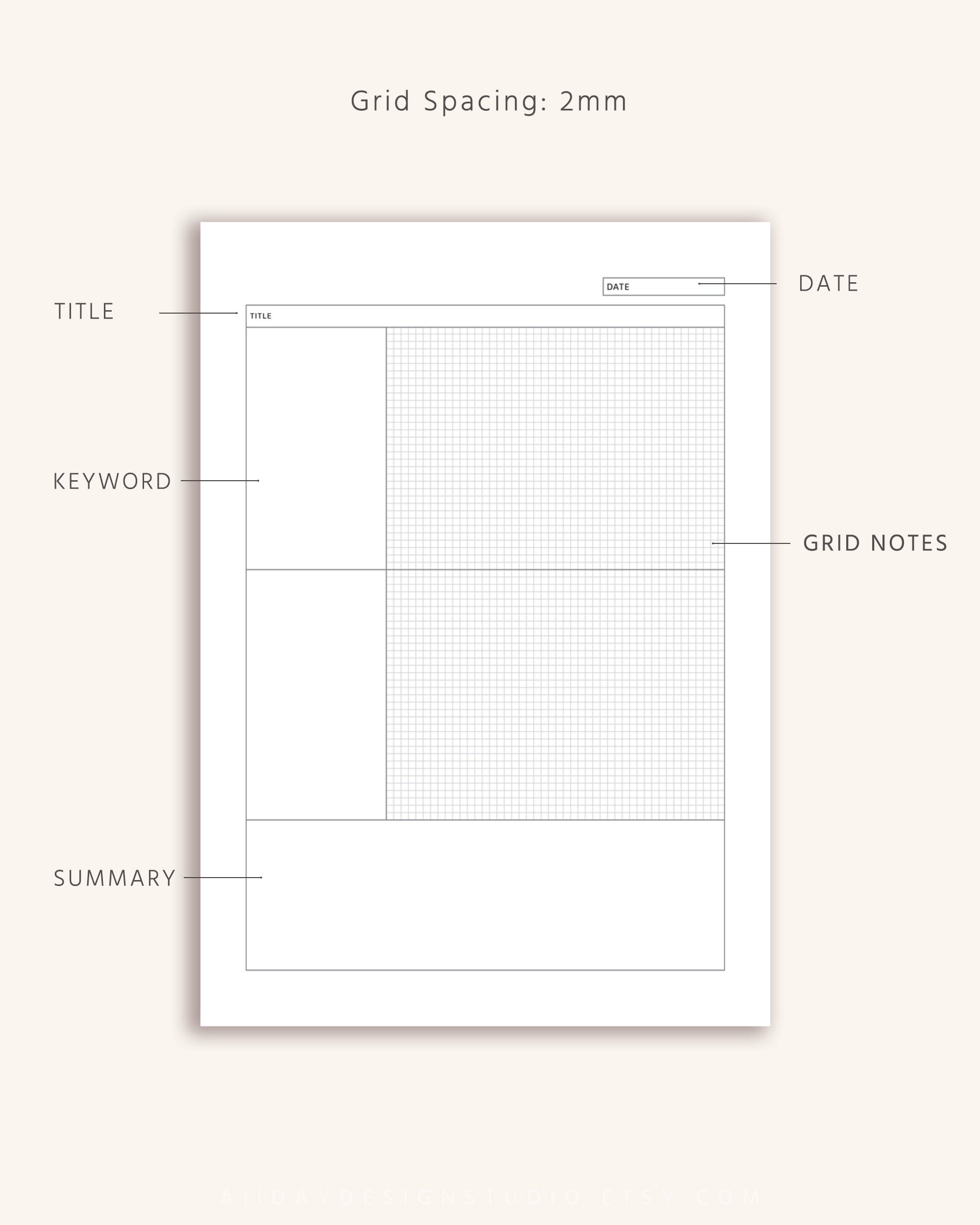 A5 Cornell Notes Template: Lined & Grid Study Notes (PDF) - Etsy
