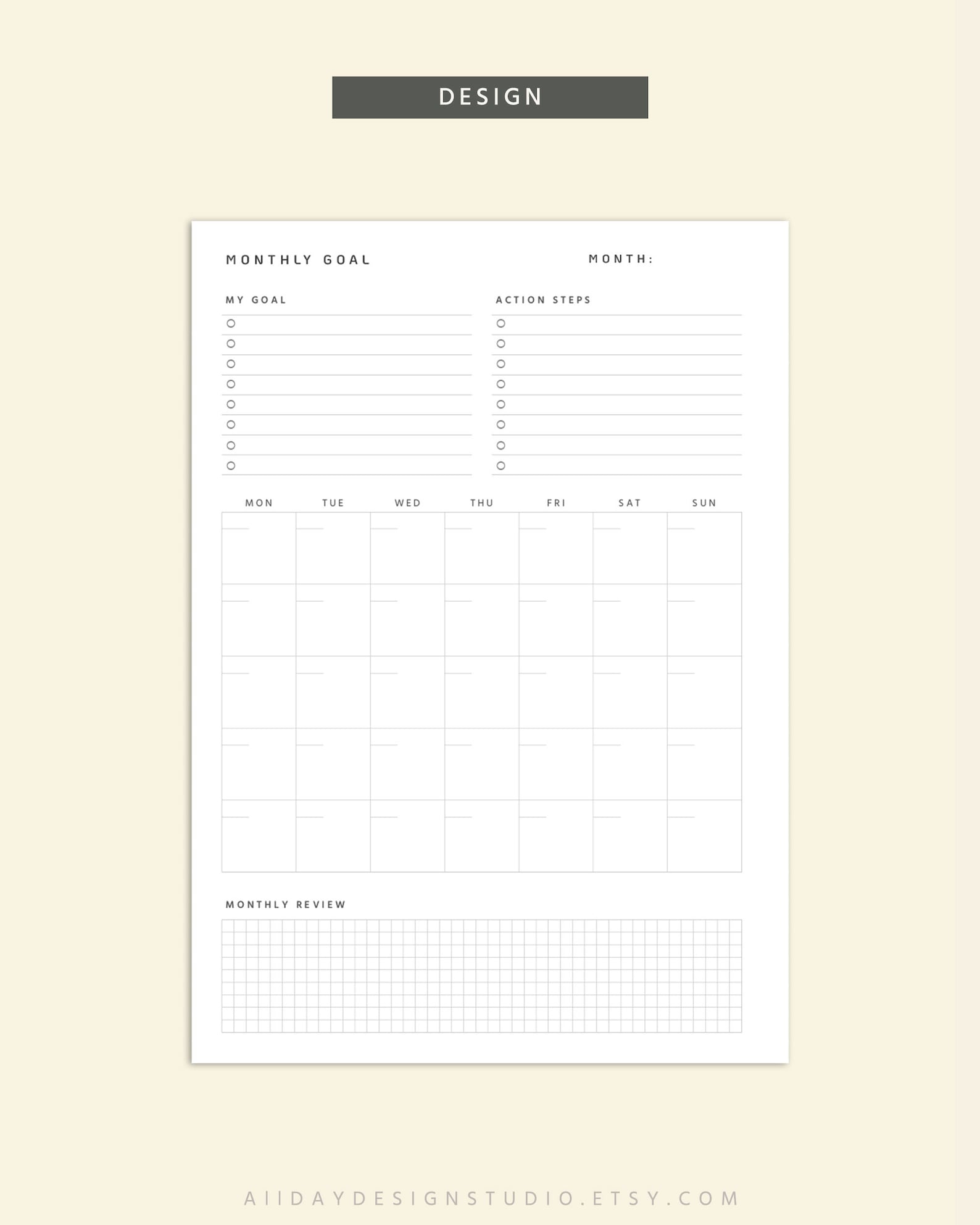 Monthly Goal Progress Tracker, Monthly Review, Monthly Reflection ...