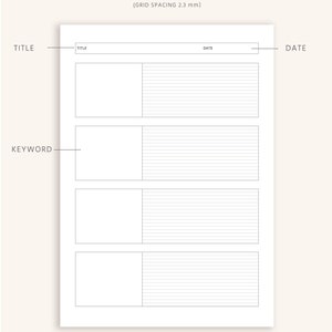 A5 Printable Study Note, Study Planner, Graph Paper, Cornell Note ...