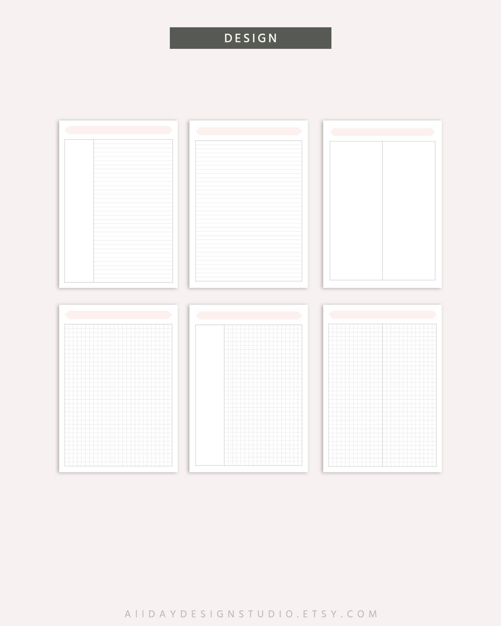 A4 Digital Study Note Template A5 Printable Notes Set Study - Etsy Canada