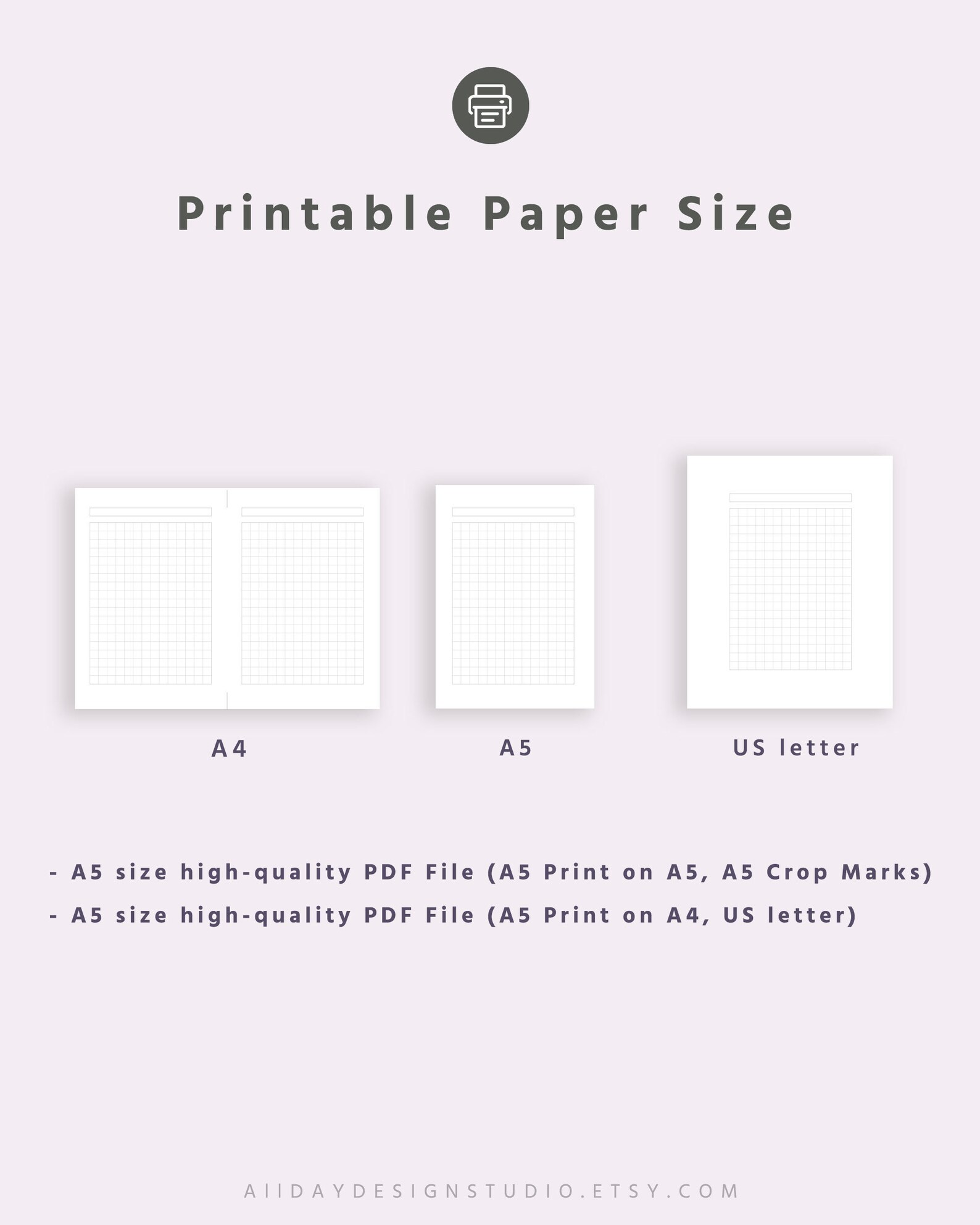 A5 Size Printable Lined Note Template, Grid Note Paper, Study Note ...