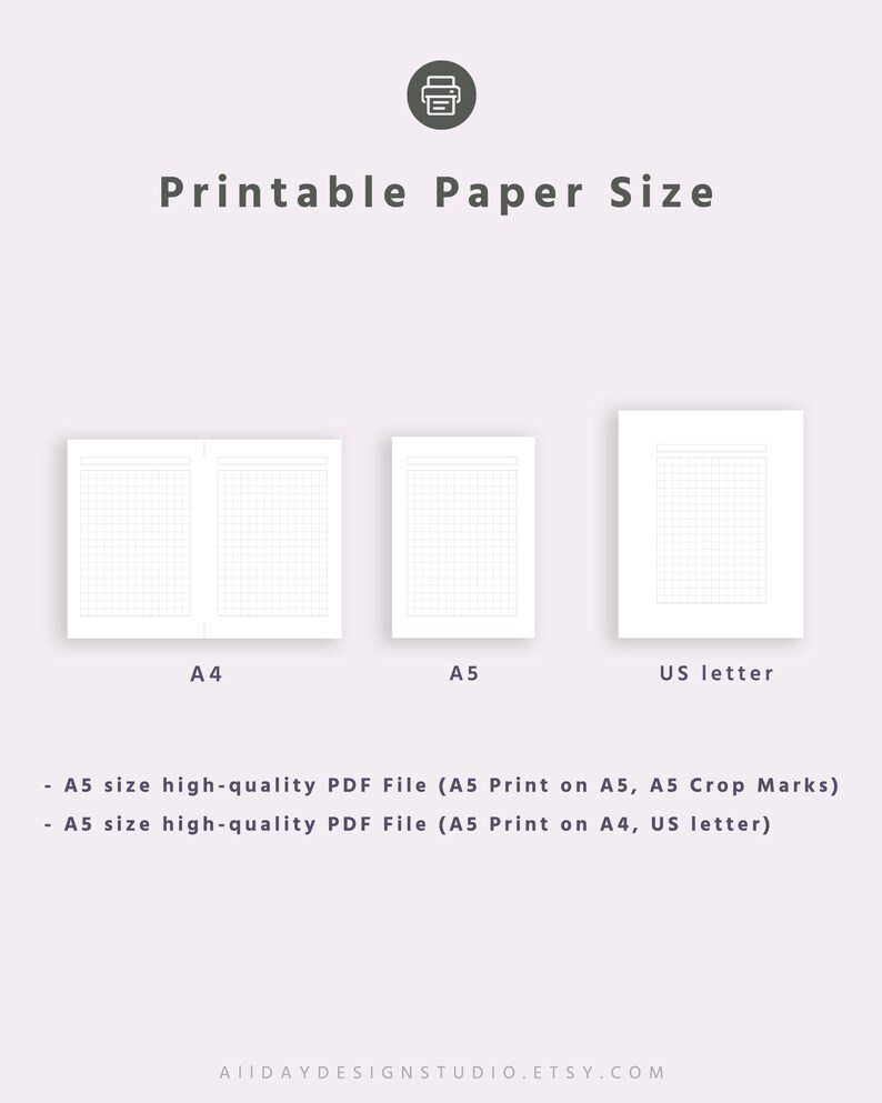 A5 Size Printable Lined Note Template, Grid Note Paper, Study Note ...