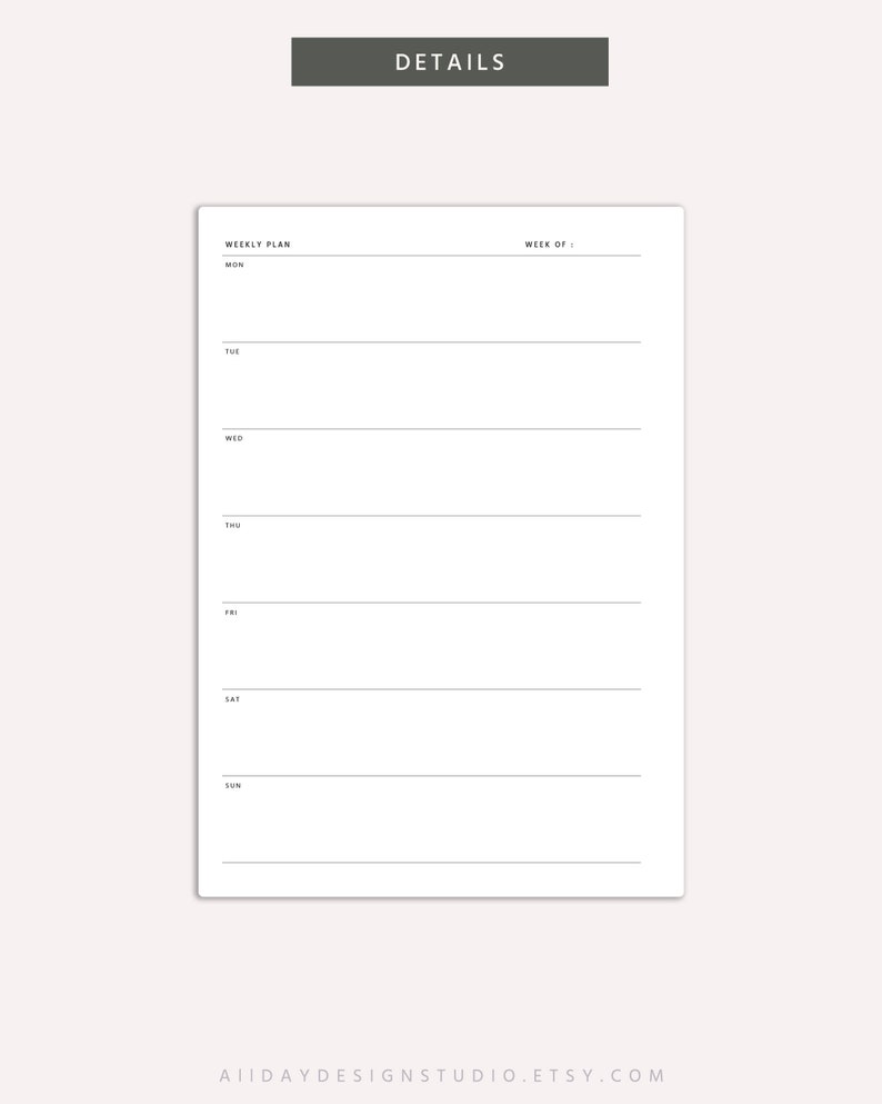 A5 Weekly Planner Printable, Weekly Schedule Planner Template, Simple ...
