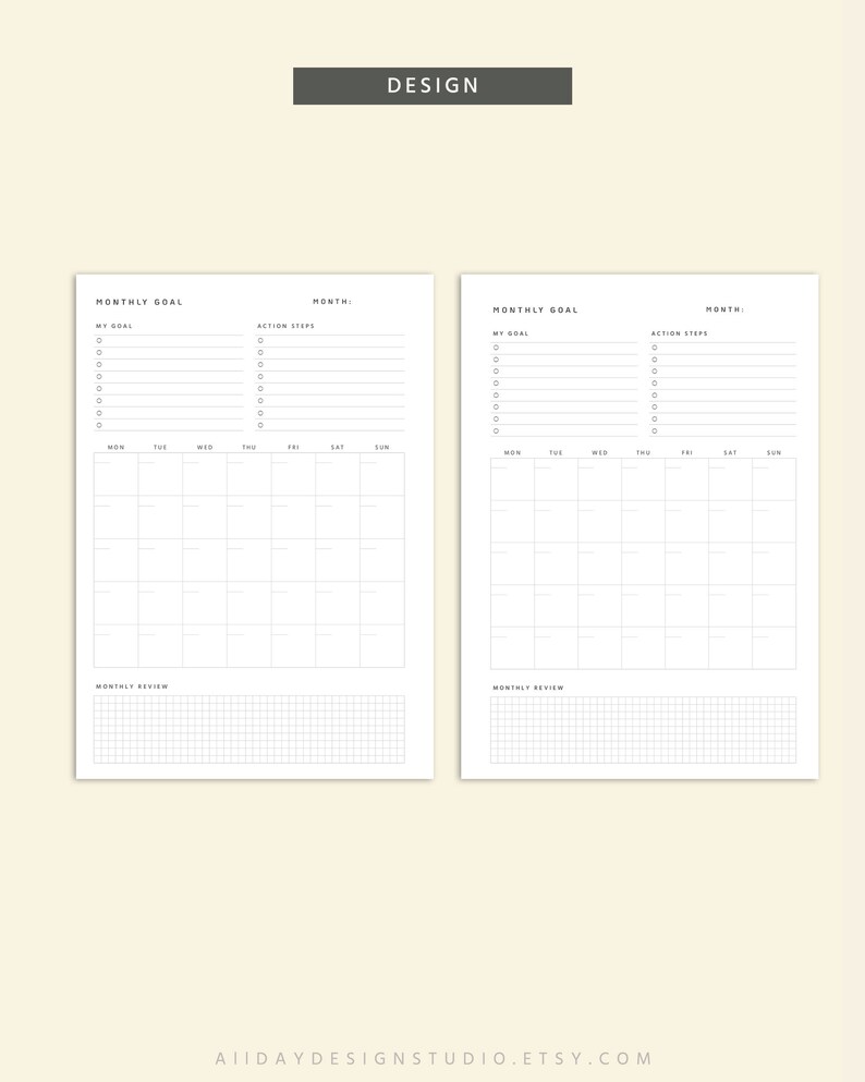 Monthly Goal Progress Tracker, Monthly Review, Monthly Reflection ...