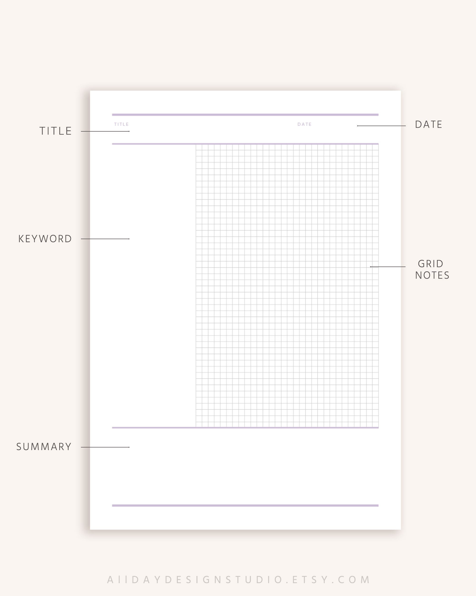 6 Color Printable Cornell Notes, Study Note Template, Lecture Notes for ...