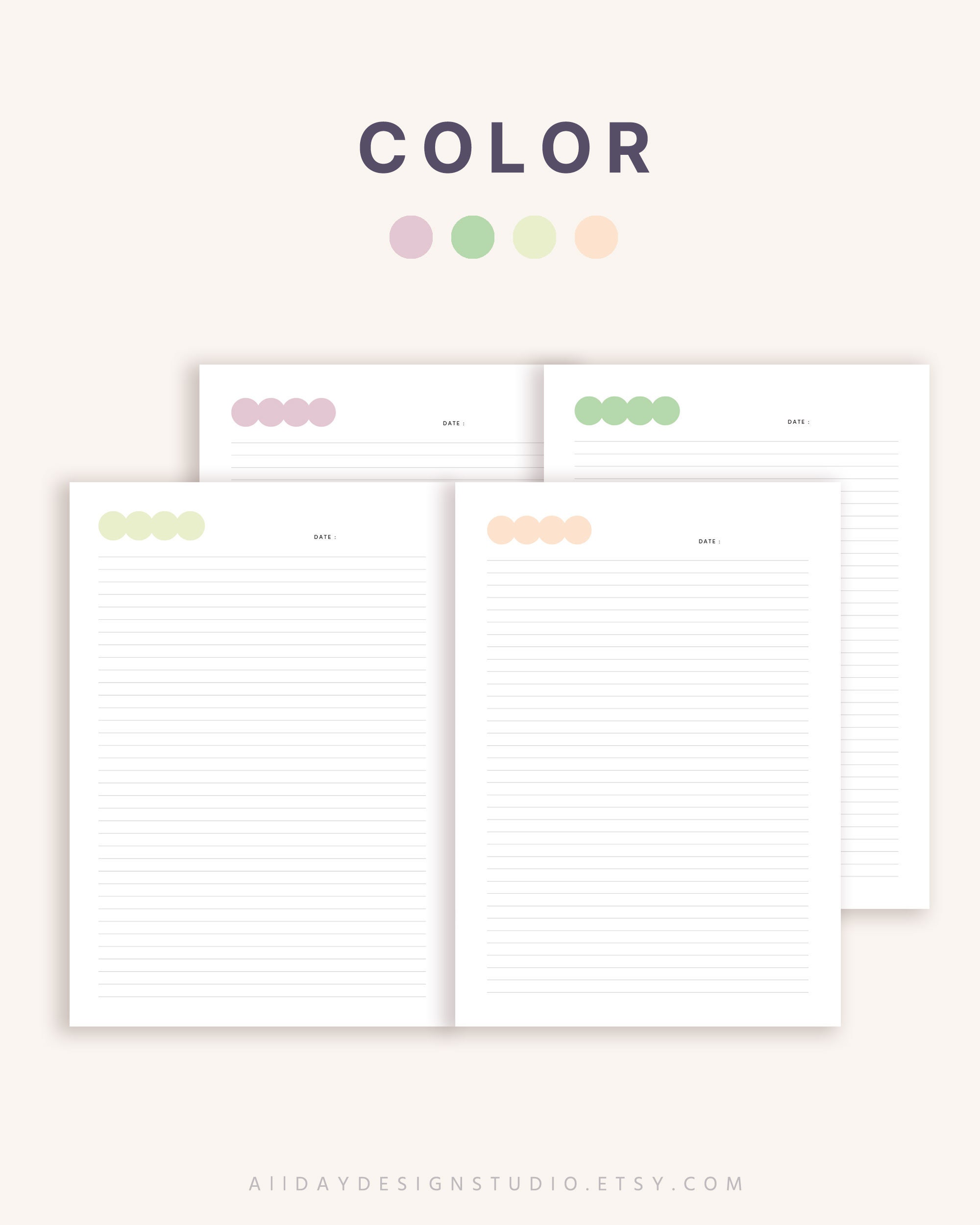 A4 Study Note Template Printable Lined Notes SIMPLE Lined | Etsy