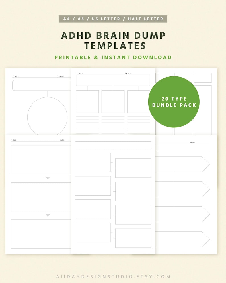 ADHD Brain Dump Printable: Thought Organizer & Daily Planner (PDF) - Etsy