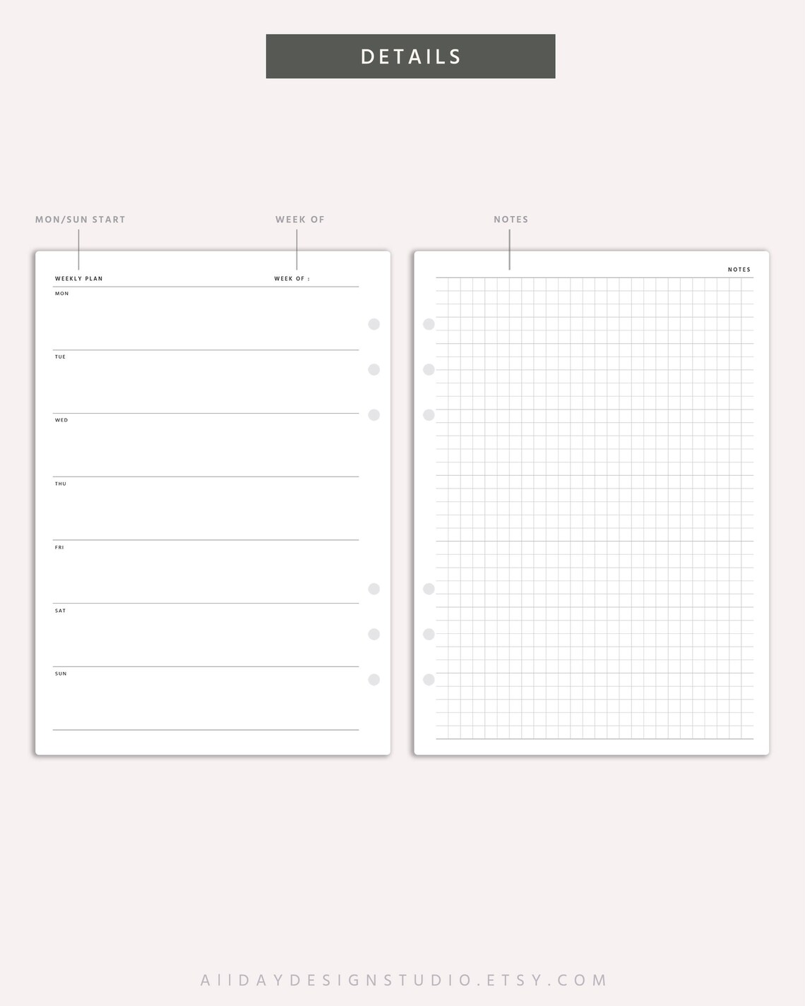 A5 Weekly Planner Printable, Weekly Schedule Planner Template, Simple ...