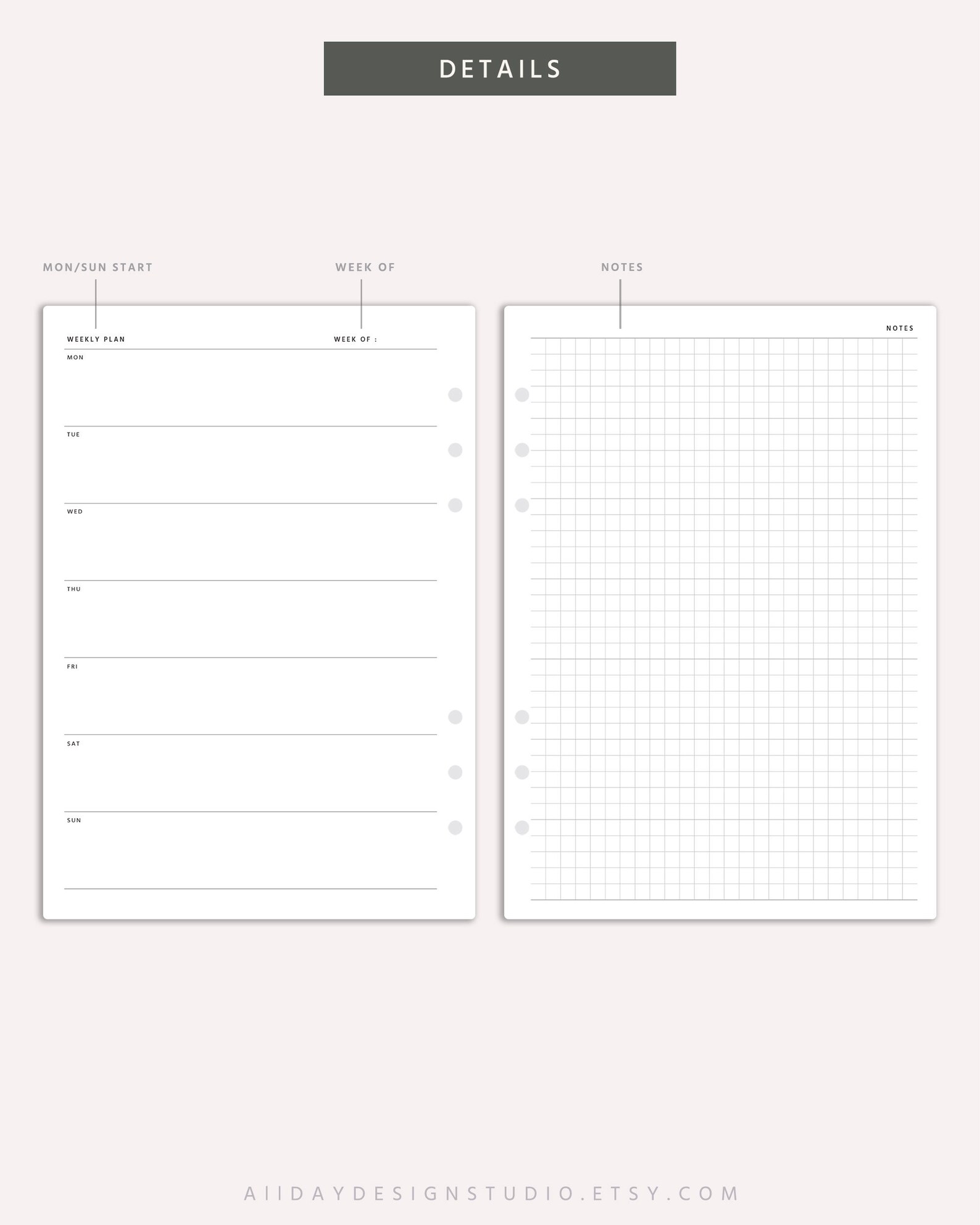 A5 Weekly Planner Printable, Weekly Schedule Planner Template, Simple ...