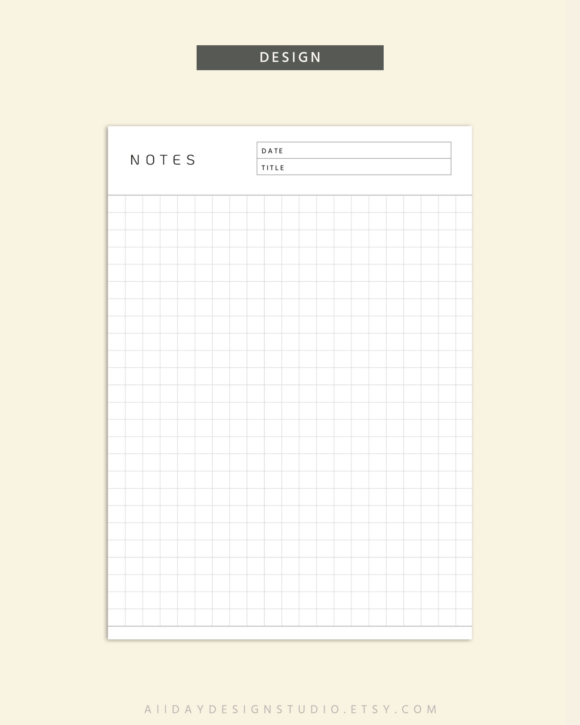 A5 Size Notes Paper, Lined, Grid Notes, Printable Study Note Template ...