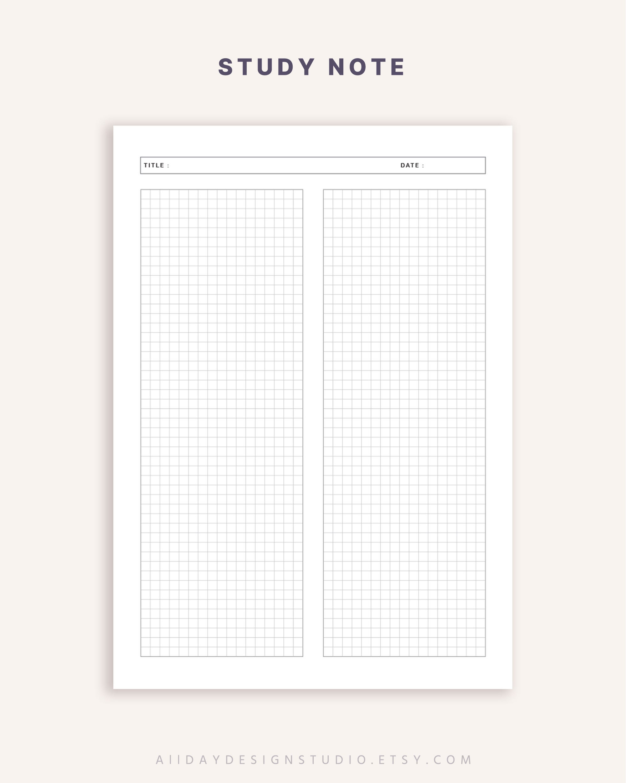 A5 Printable Lecture Note Simple Study Note Taking Template | Etsy