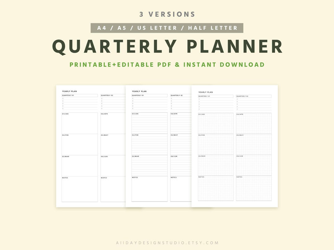 Quarterly Productivity Planner Printable Work and Life Quarterly Goal ...