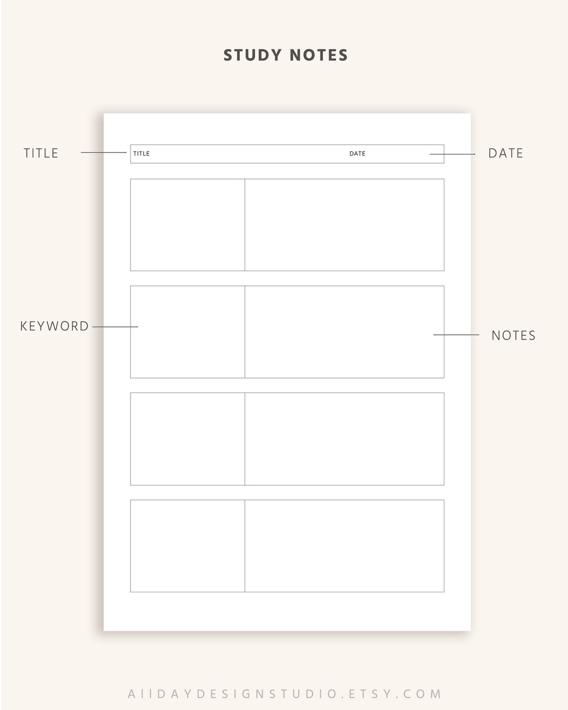 A5 Printable Study Note Study Planner Graph Paper Cornell | Etsy