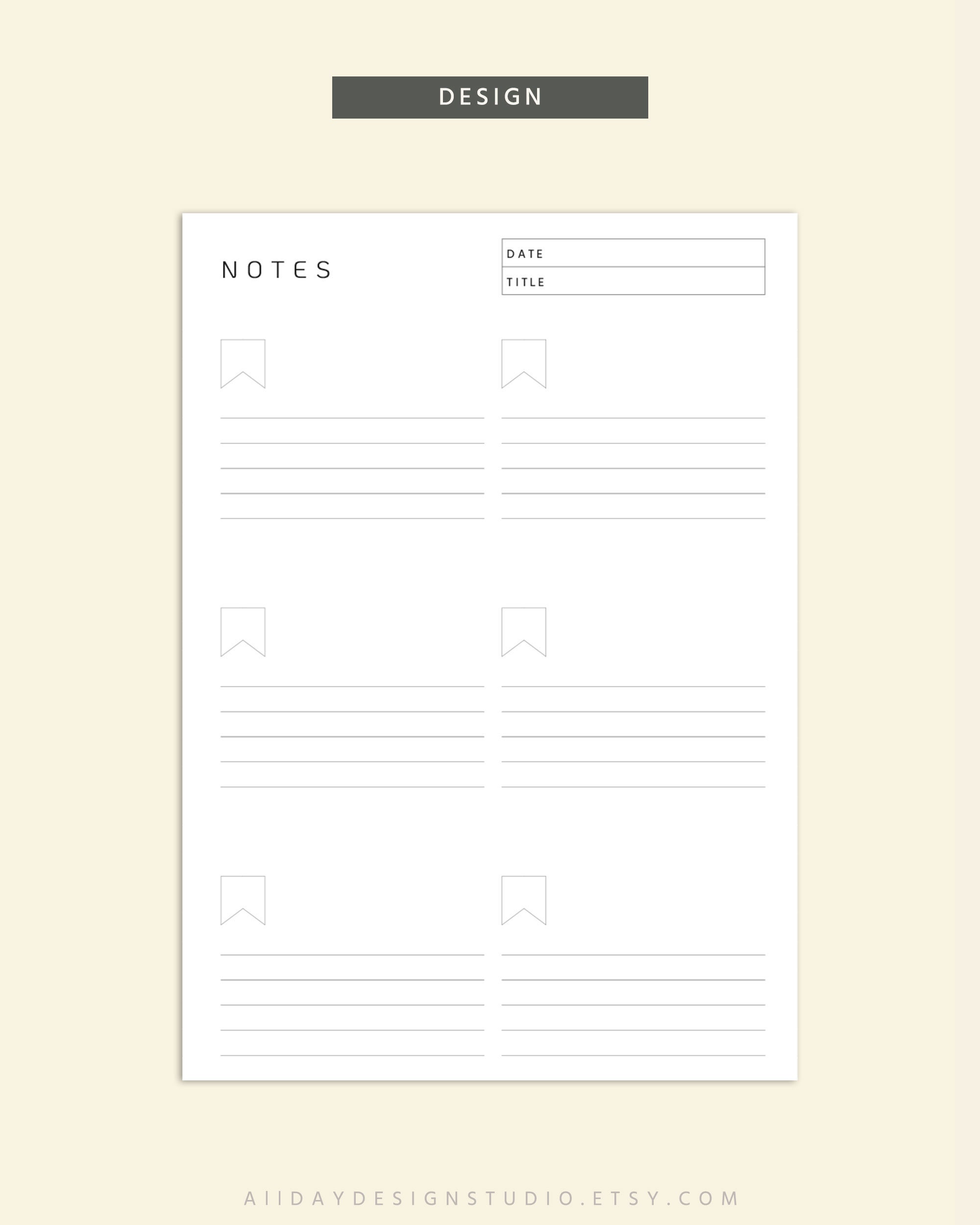 A5 Size Notes Paper, Lined, Grid Notes, Printable Study Note Template ...