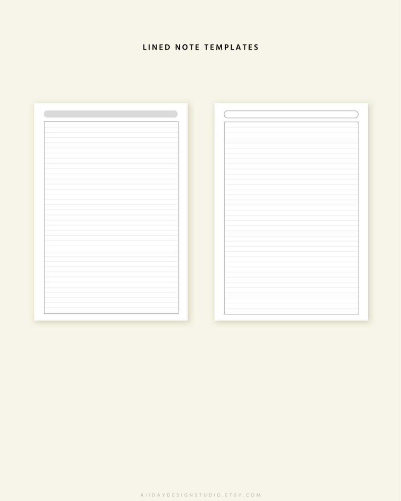 Colorful Lined Notes Printable: A4, A5, US Letter Sizes (PDF), Simple ...