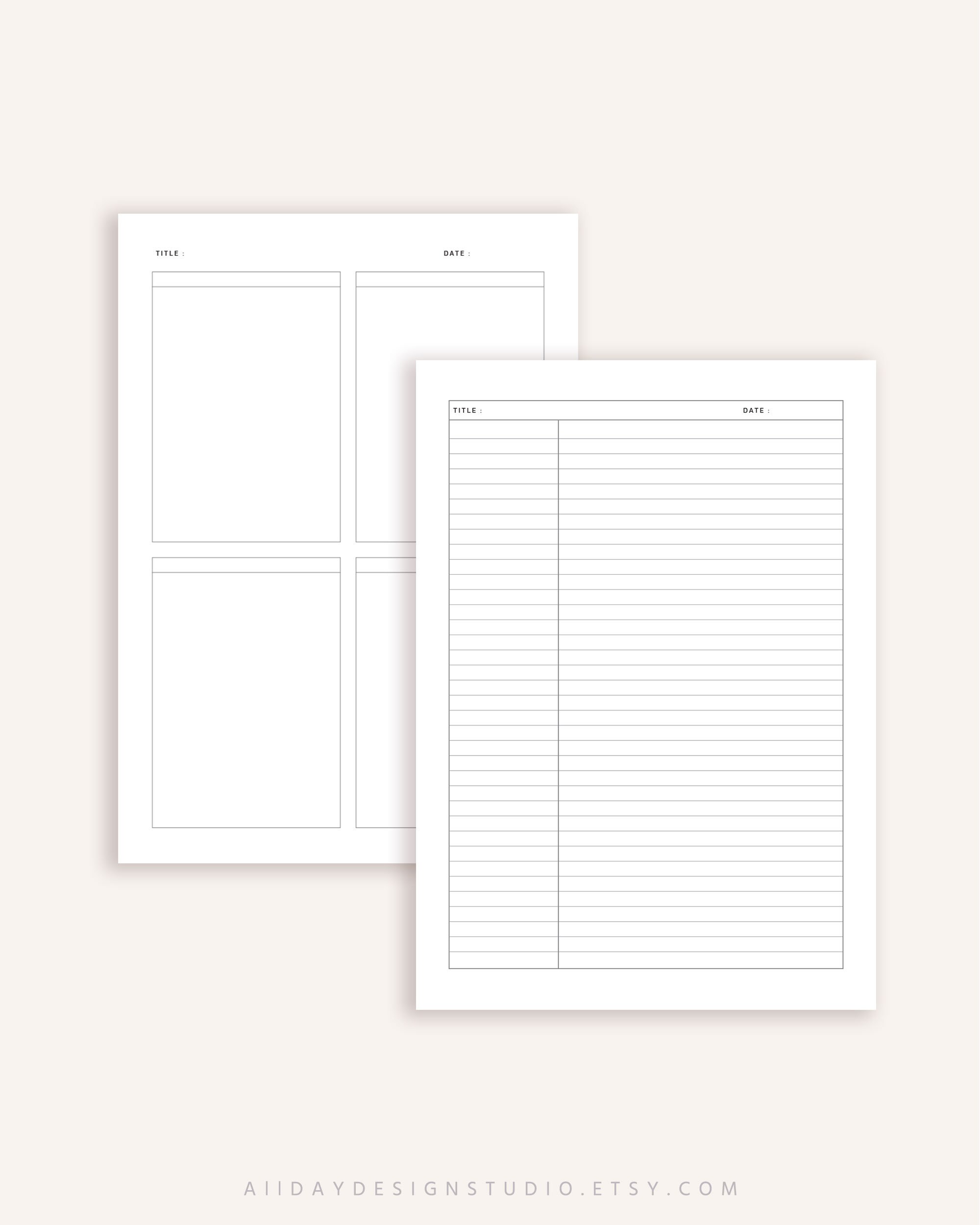 A5 Printable Study Planner, Simple Lecture Note Taking Template ...
