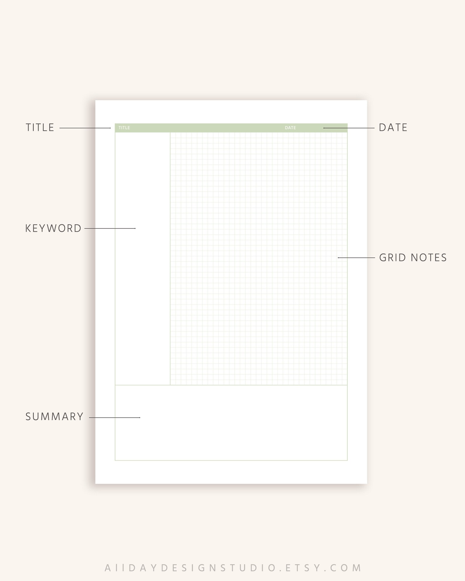 A5 druckbare Cornell Notizen Notiz nehmen Vorlage Vorlesung | Etsy