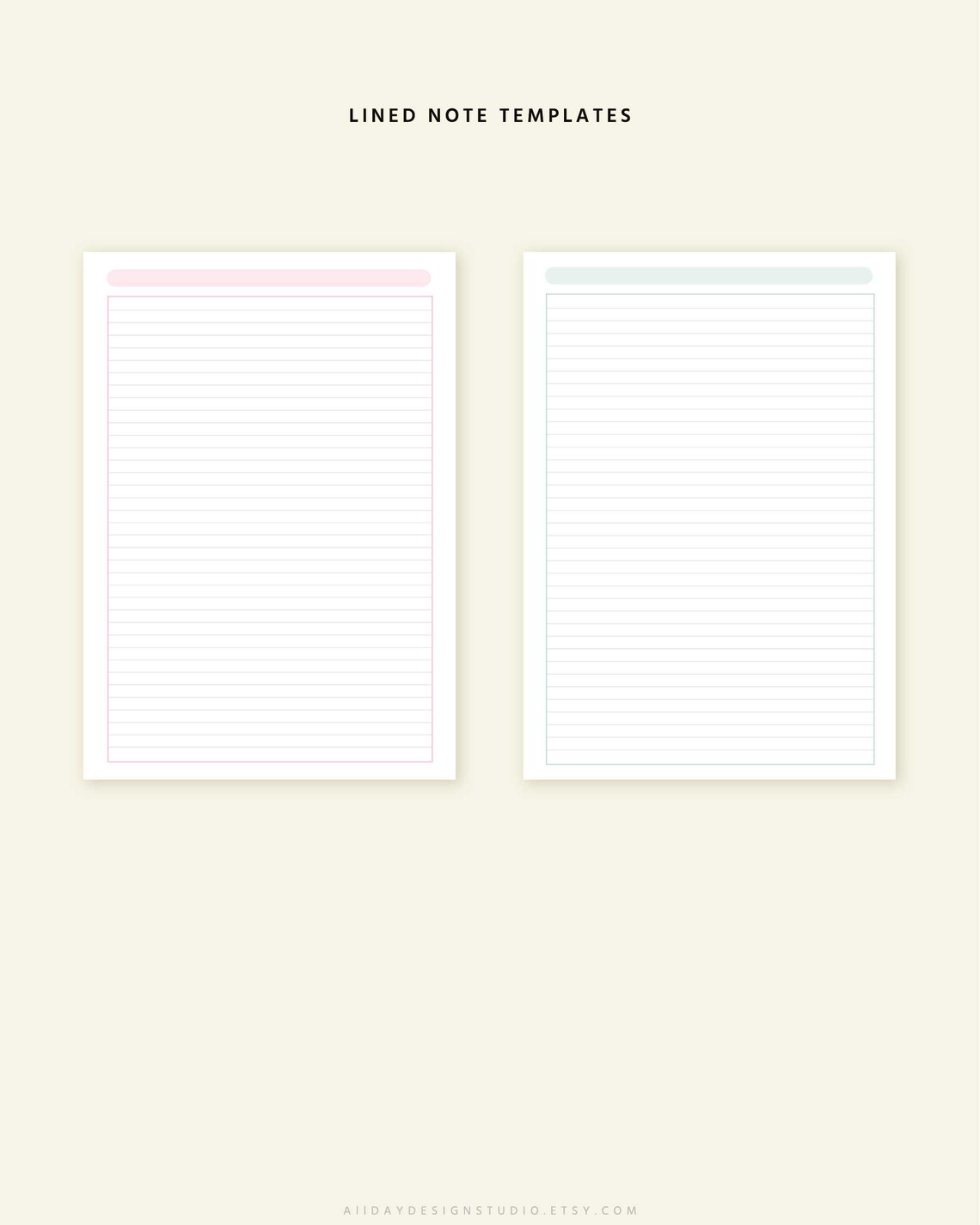 Colorful Lined Notes Printable: A4, A5, US Letter Sizes (PDF), Simple ...