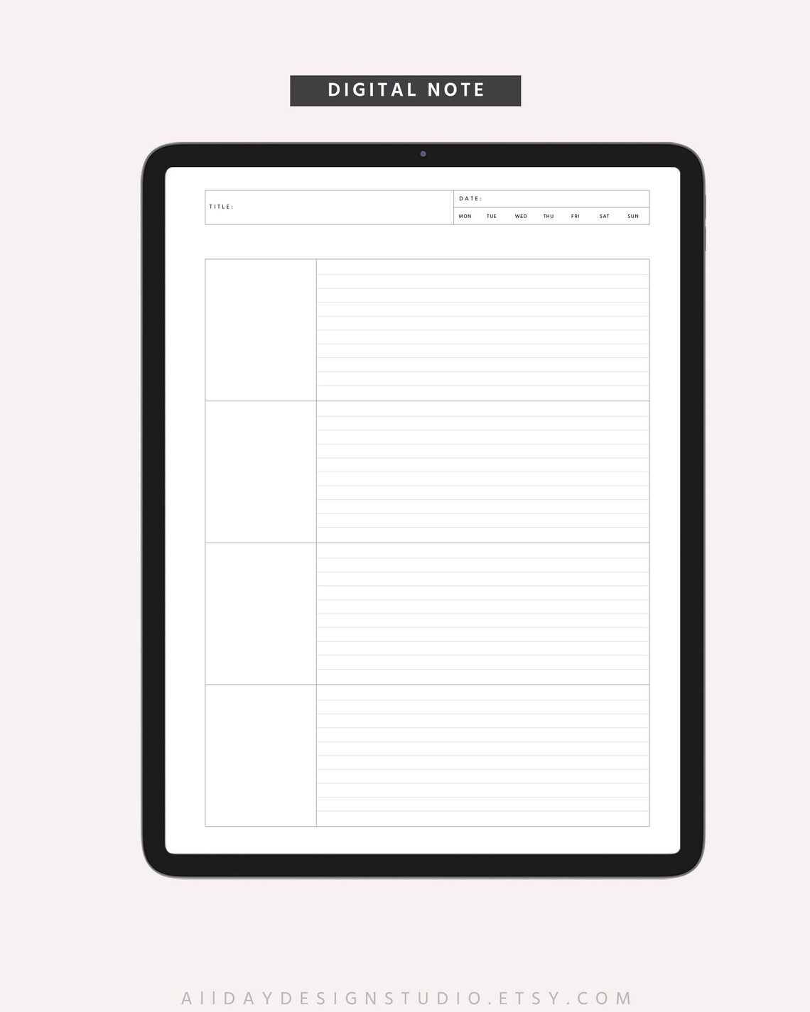 A5 Study Note Template Study Paper Note Lecture Note - Etsy