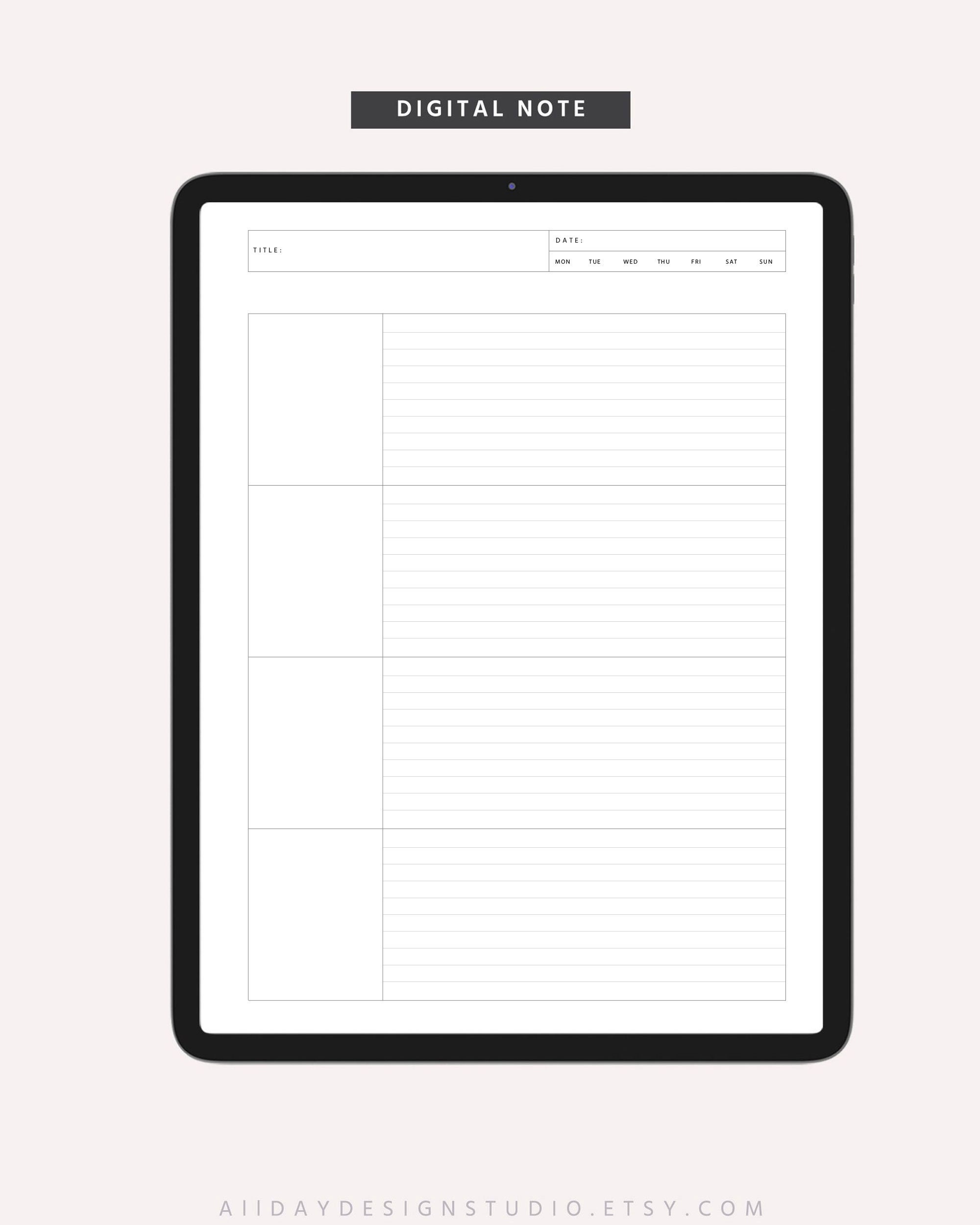 A5 Study Note Template Study Paper Note Lecture Note - Etsy