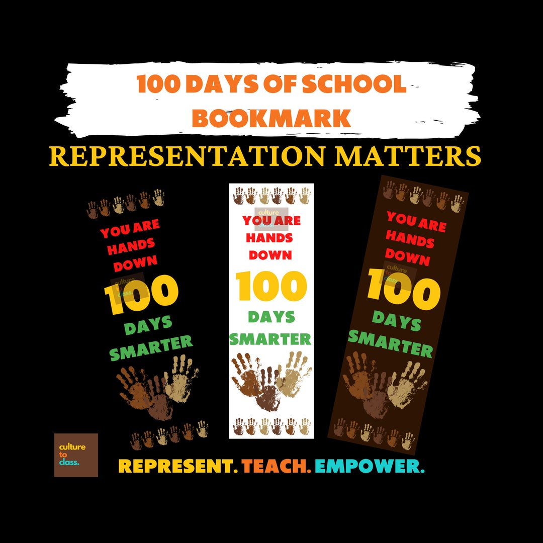 100 Days of School Bookmark, Diversity Print - Etsy