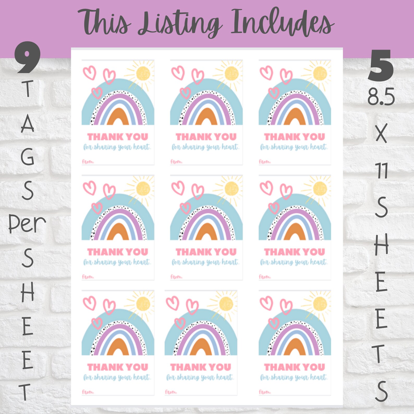 Rainbow Thank You Gift Tag| End of Year Teacher Gift - Etsy