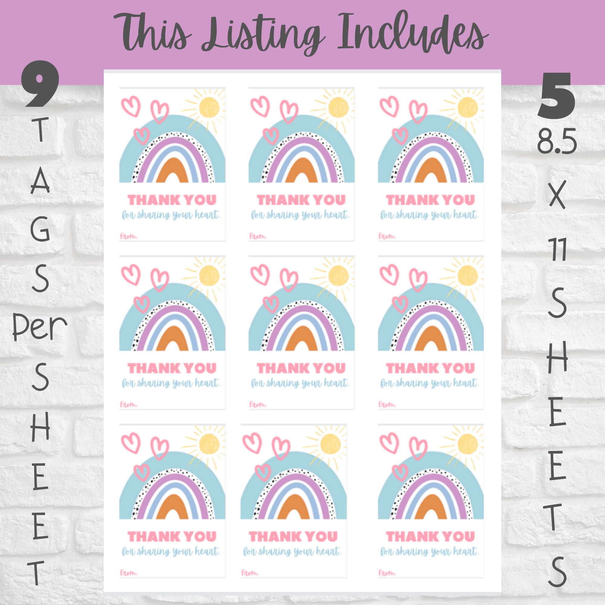 Rainbow Thank You Gift Tag| End of Year Teacher Gift - Etsy