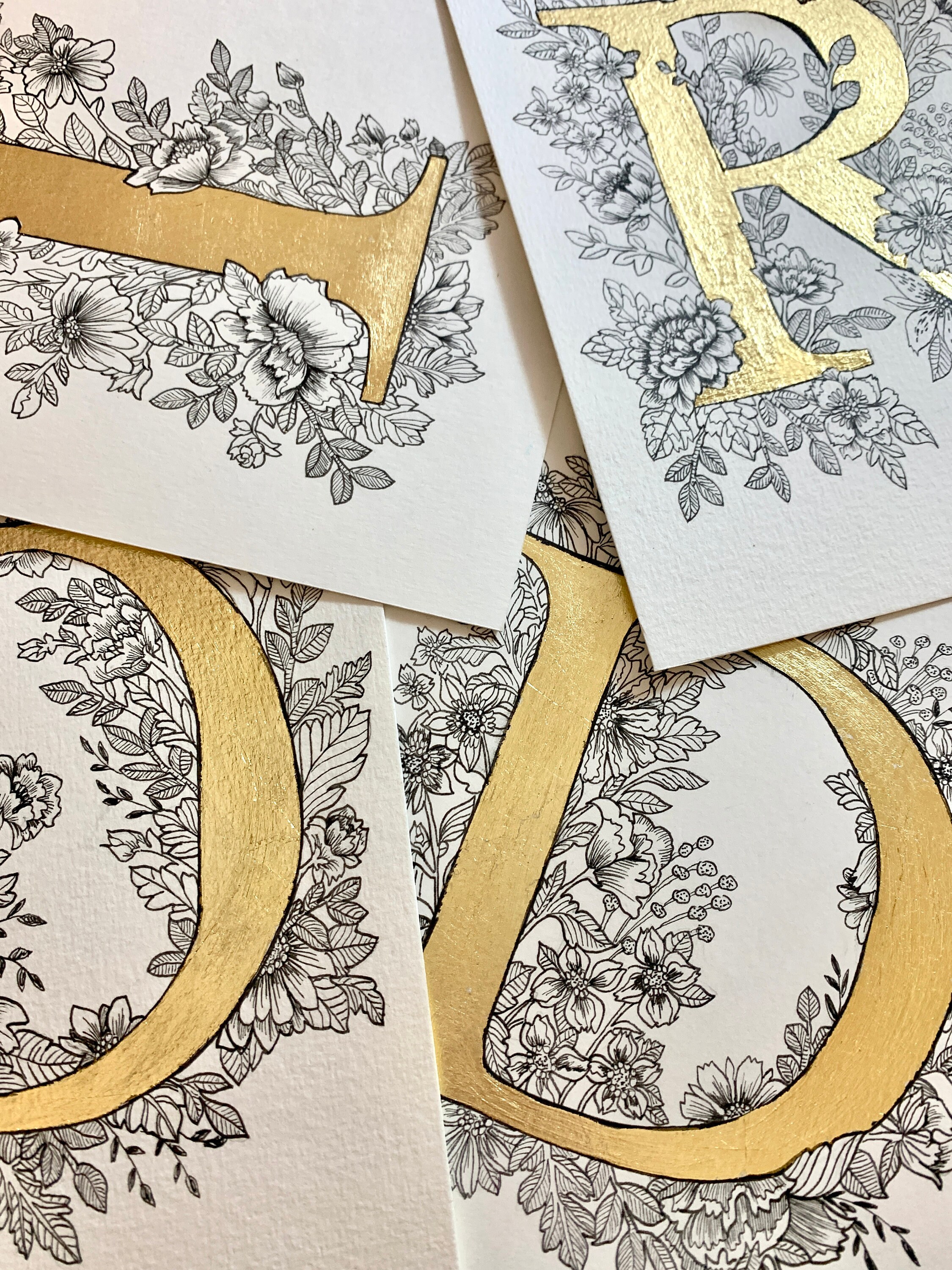 Gold Leaf Floral Letters - Etsy