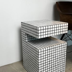 Tiled Coffee Table - Handmade Tile Plinth - Tile Pedestal - Tile ...