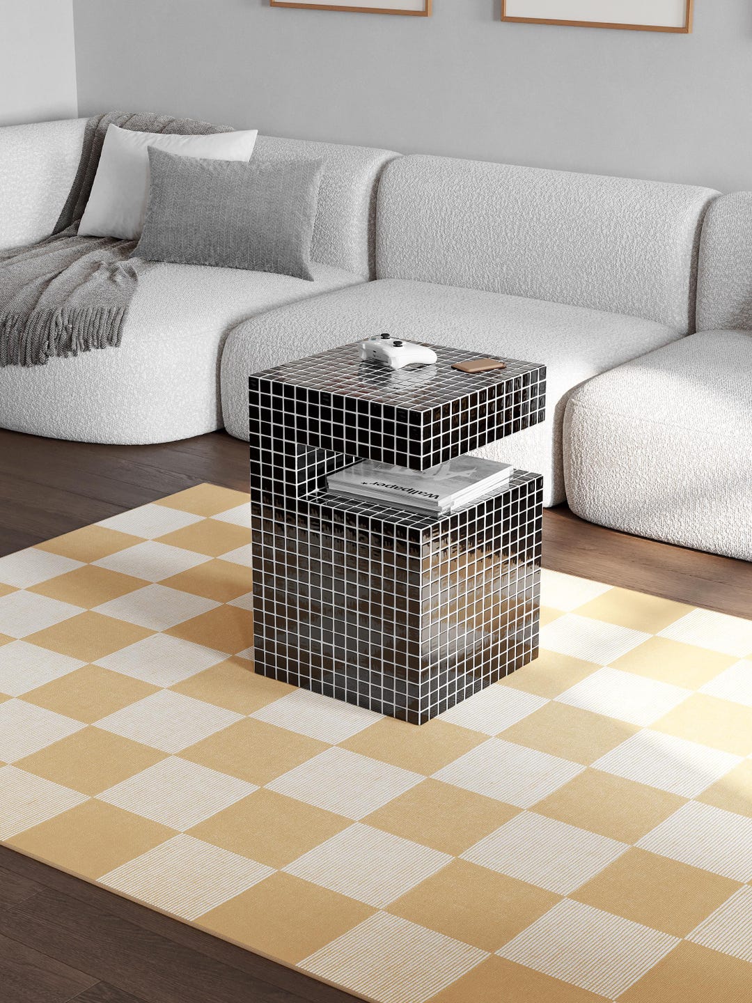 Ceramic Black Table. Designer Tiled Furniture. Table With Book Shelf ...