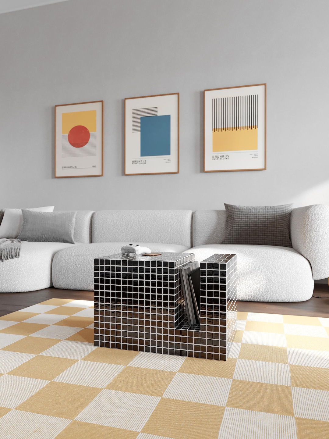 Table With Book Shelf. Ceramic Black Table. Designer Tiled Furniture ...