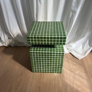 Green Side Table. Tiled Table. End Table. Coffee Table. Book Shelf. - Etsy